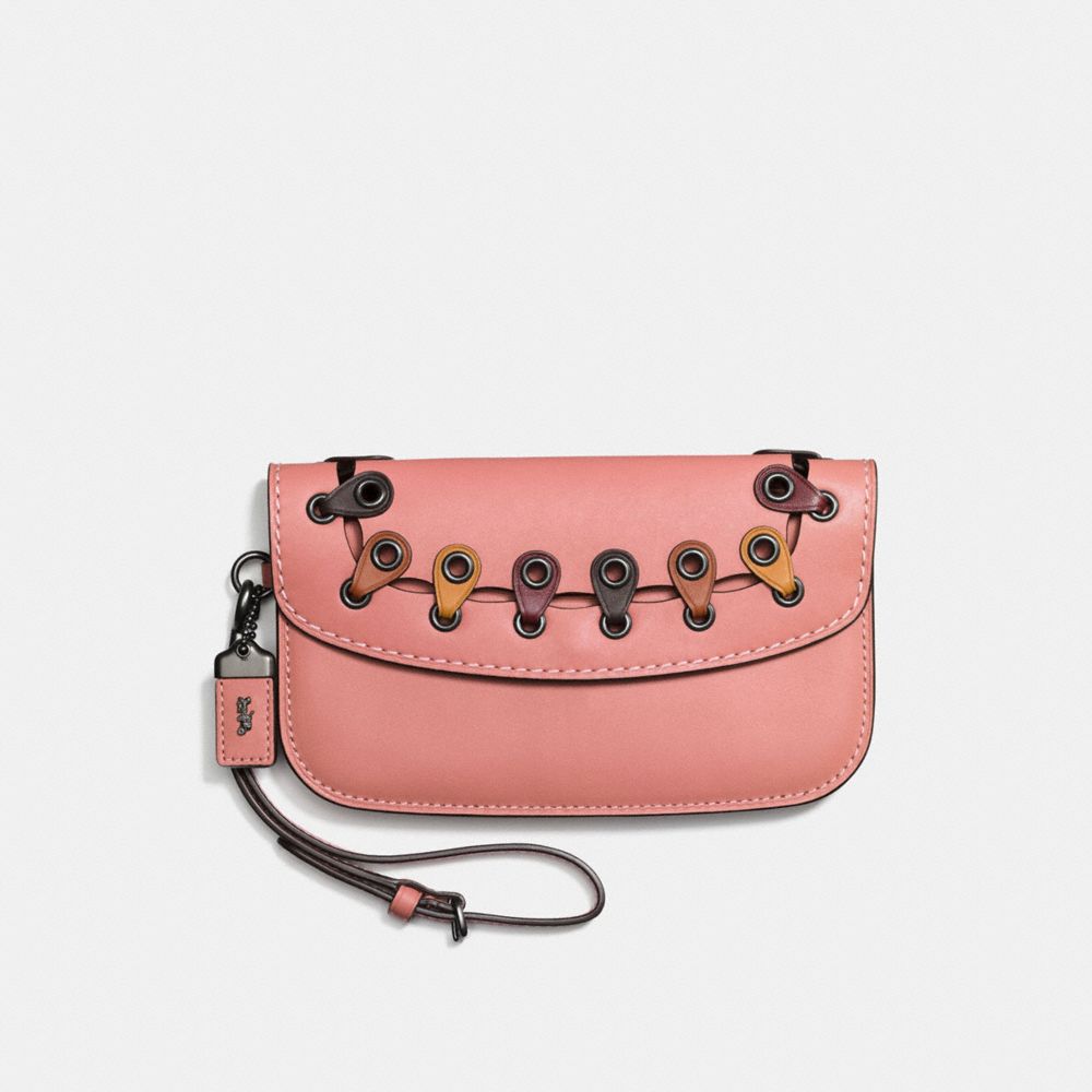 COACH®: Clutch With Colorblock Coach Link Detail