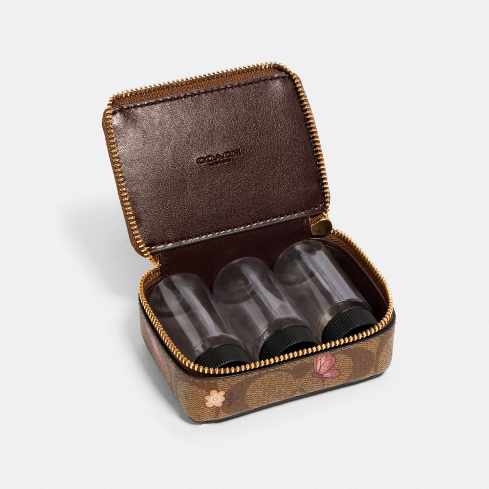 COACH® Outlet | Triple Pill Box In Signature Canvas With Butterfly Print