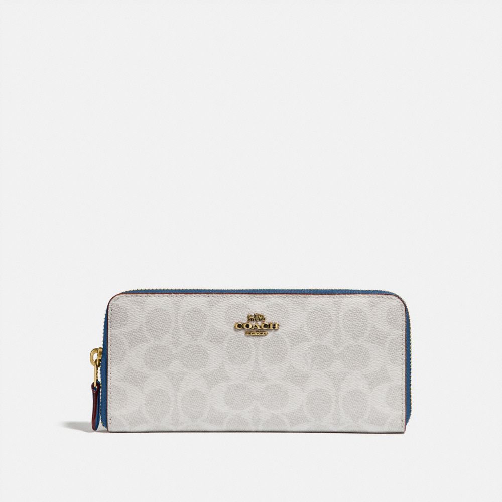 COACH® Outlet | Slim Accordion Zip Wallet In Blocked Signature Canvas