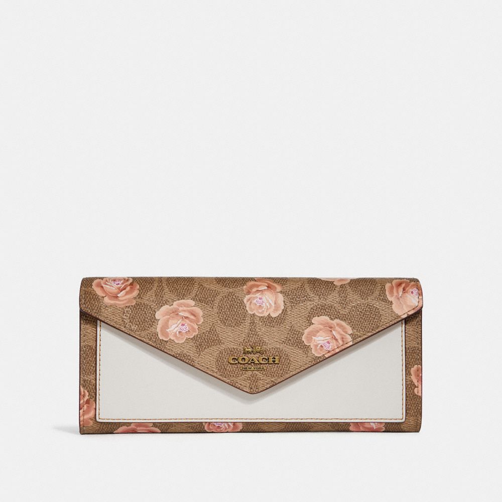 COACH® | Soft Wallet In Signature Rose Print