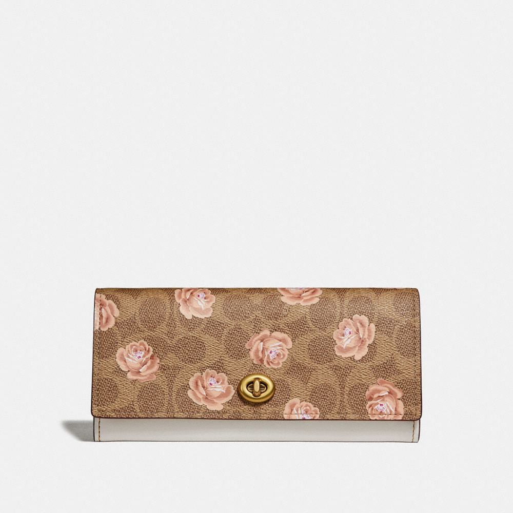 COACH®: Envelope Wallet In Signature Rose Print