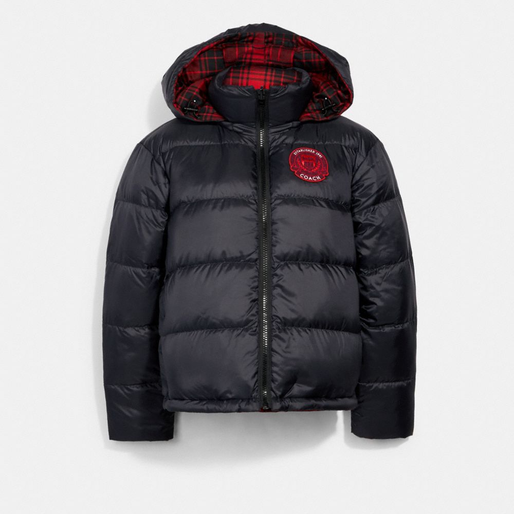 COACH® | Reversible Plaid Short Puffer