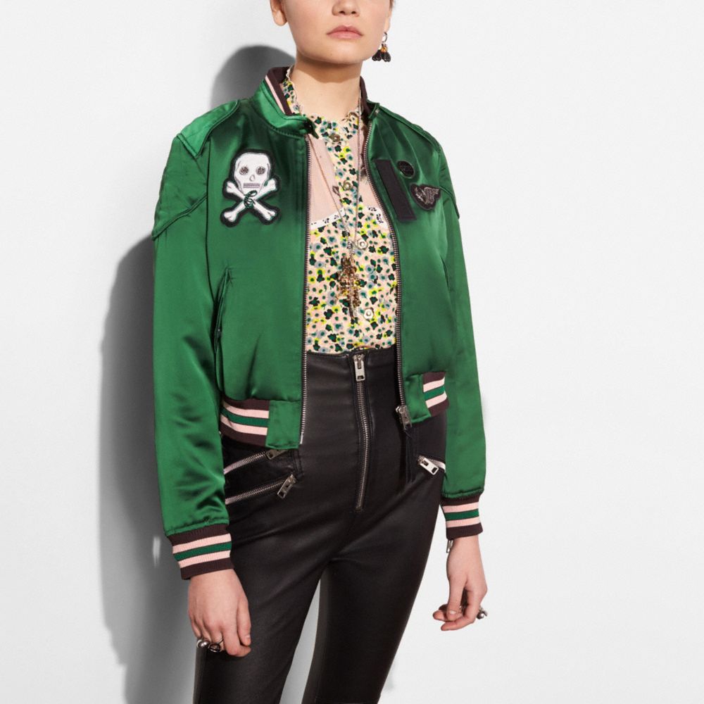 Satin Cropped Varsity Jacket | COACH®