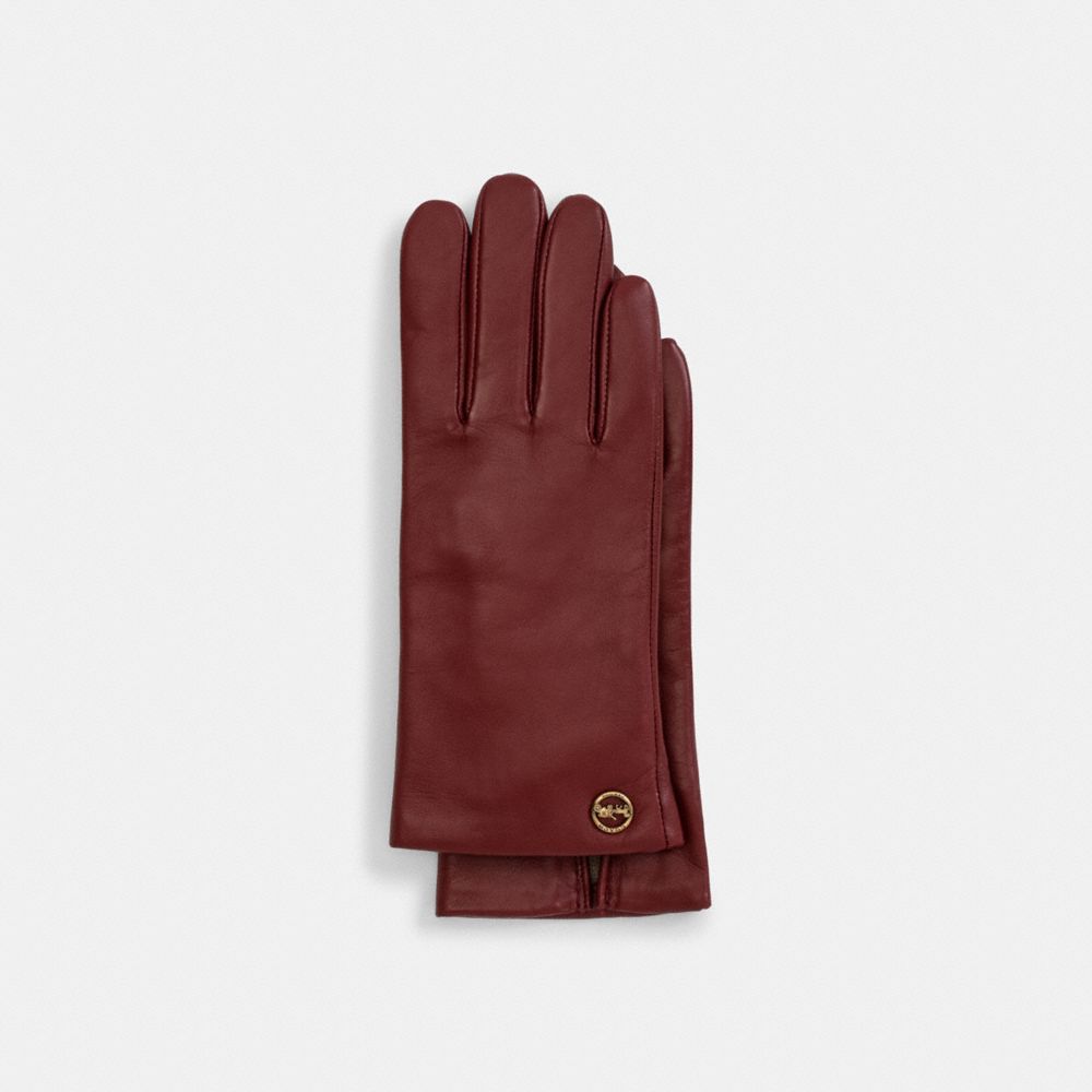 COACH® Outlet | Horse And Carriage Plaque Leather Tech Gloves
