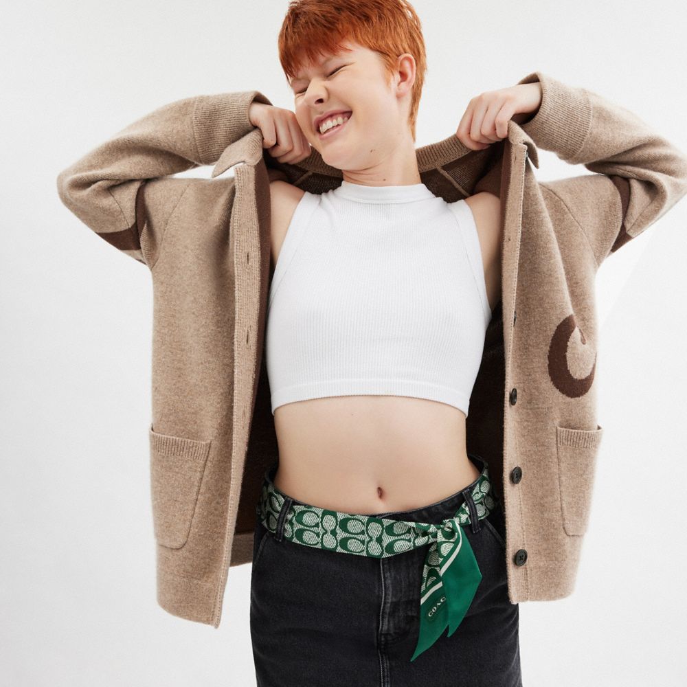 COACH® | Vintage Signature Print Silk Skinny Scarf