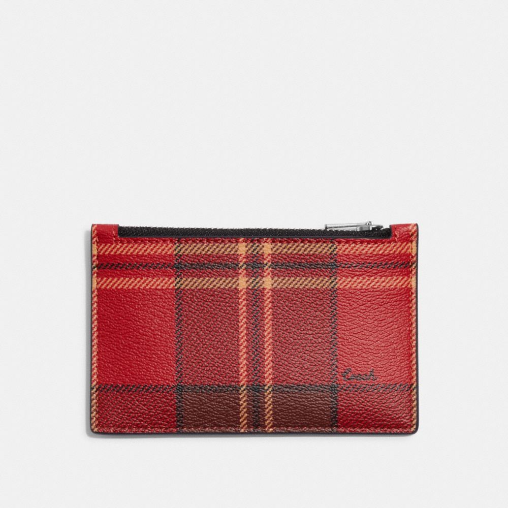 COACH® | Zip Card Case With Tartan Plaid Print