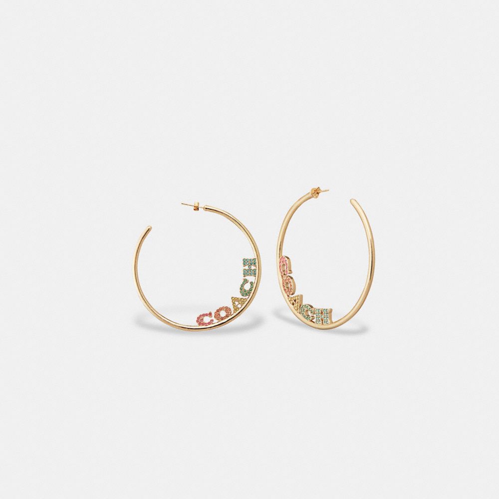 COACH® Outlet | Pavé Coach Medium Hoop Earrings