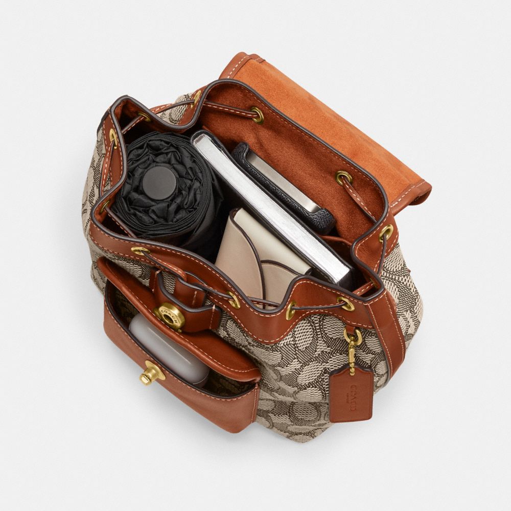 Coach Riya Backpack 21 In Signature Textile Jacquard International Shipping