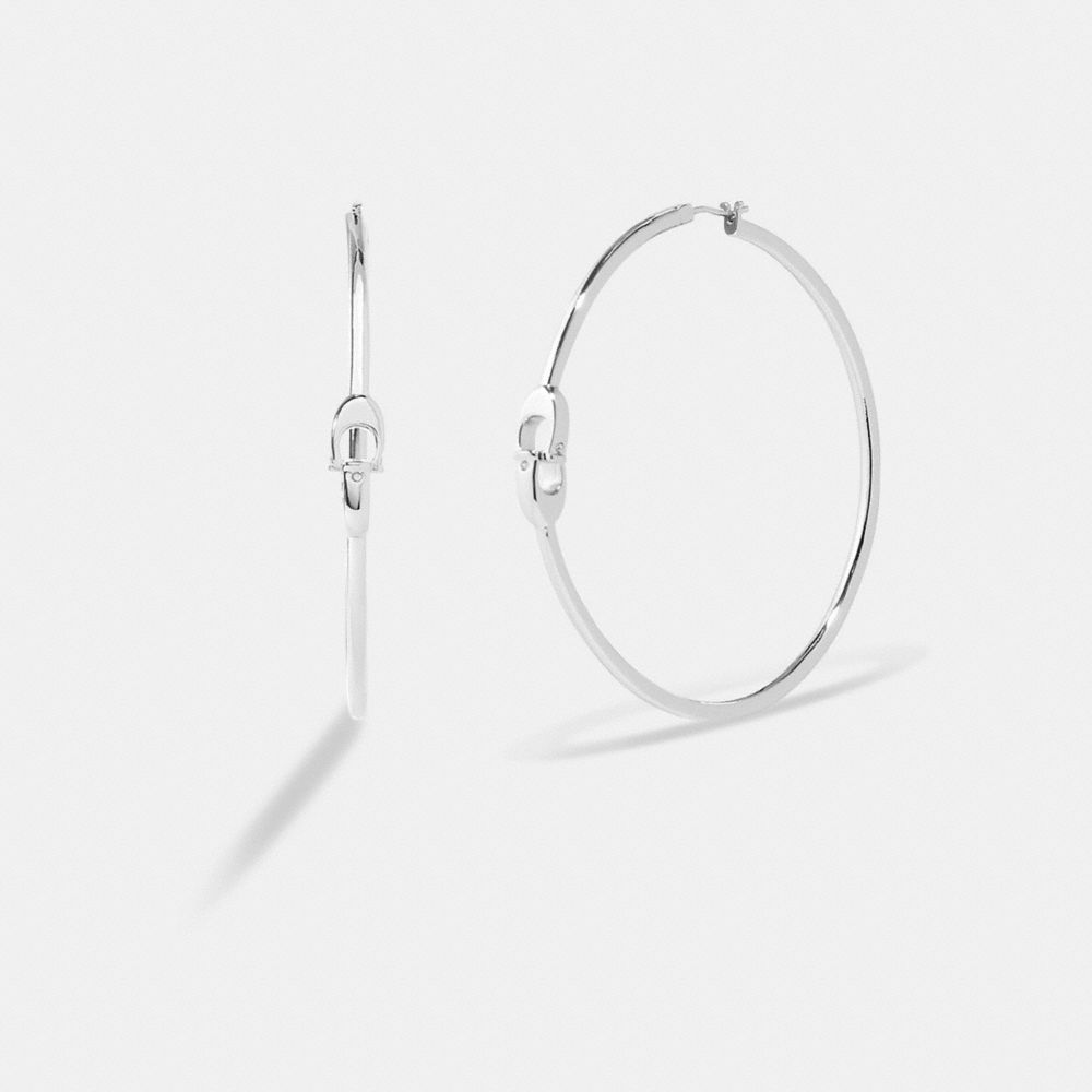 Interlocking Signature Medium Hoop Earrings | COACH®