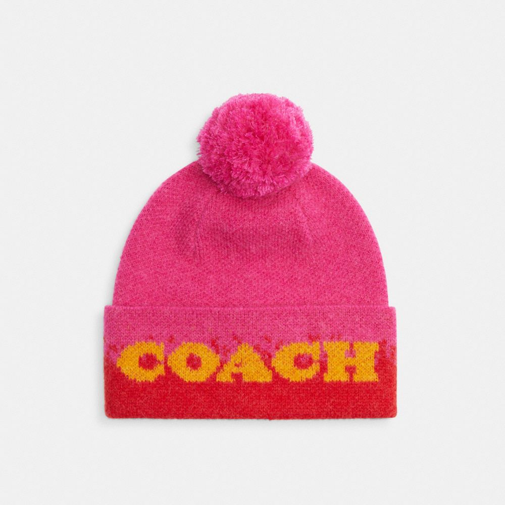 Ombre Print Beanie & Essential Card Case In Silver Metallic | COACH®
