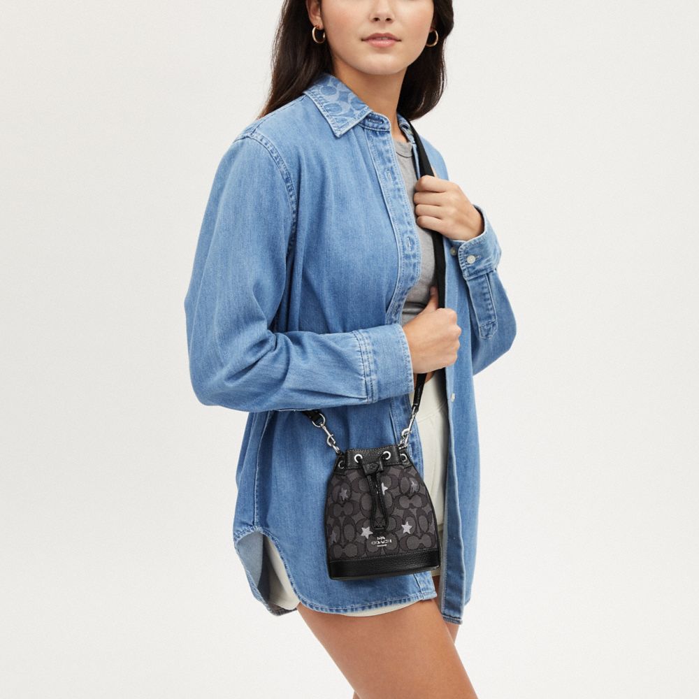 COACH® Outlet | Mini Dempsey Bucket Bag In Signature Jacquard With Star ...