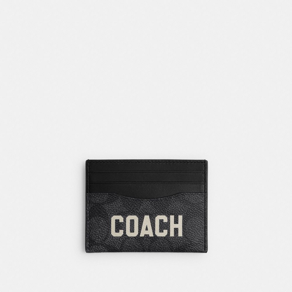 Coach Card Case In Signature Canvas With Graphic In Charcoal Multi ...