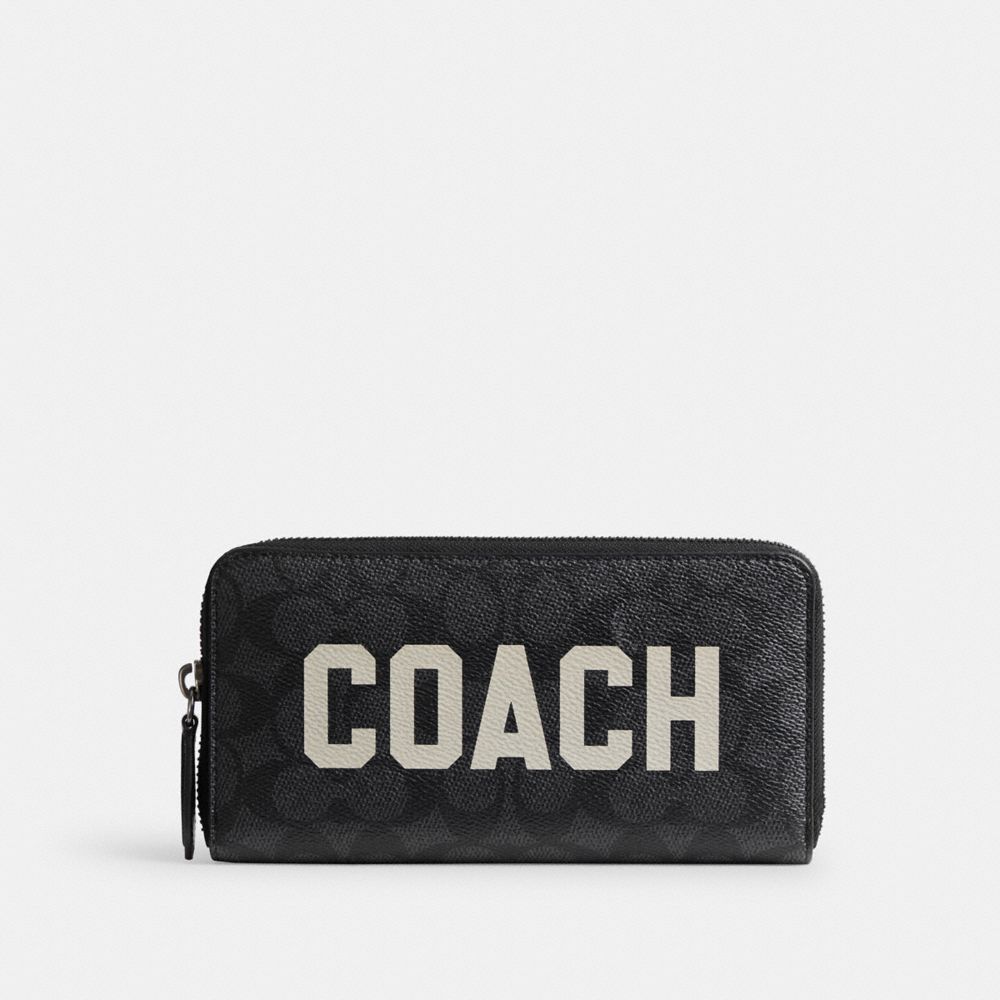 Coach Accordion Wallet In Signature Canvas With Graphic In Charcoal ...