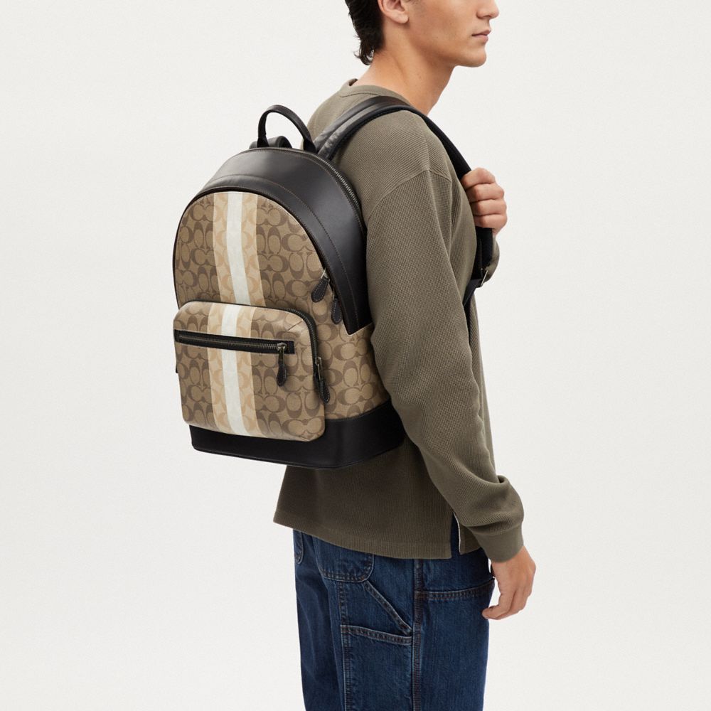 Coach West Backpack In Blocked Signature Canvas With Varsity Stripe ...