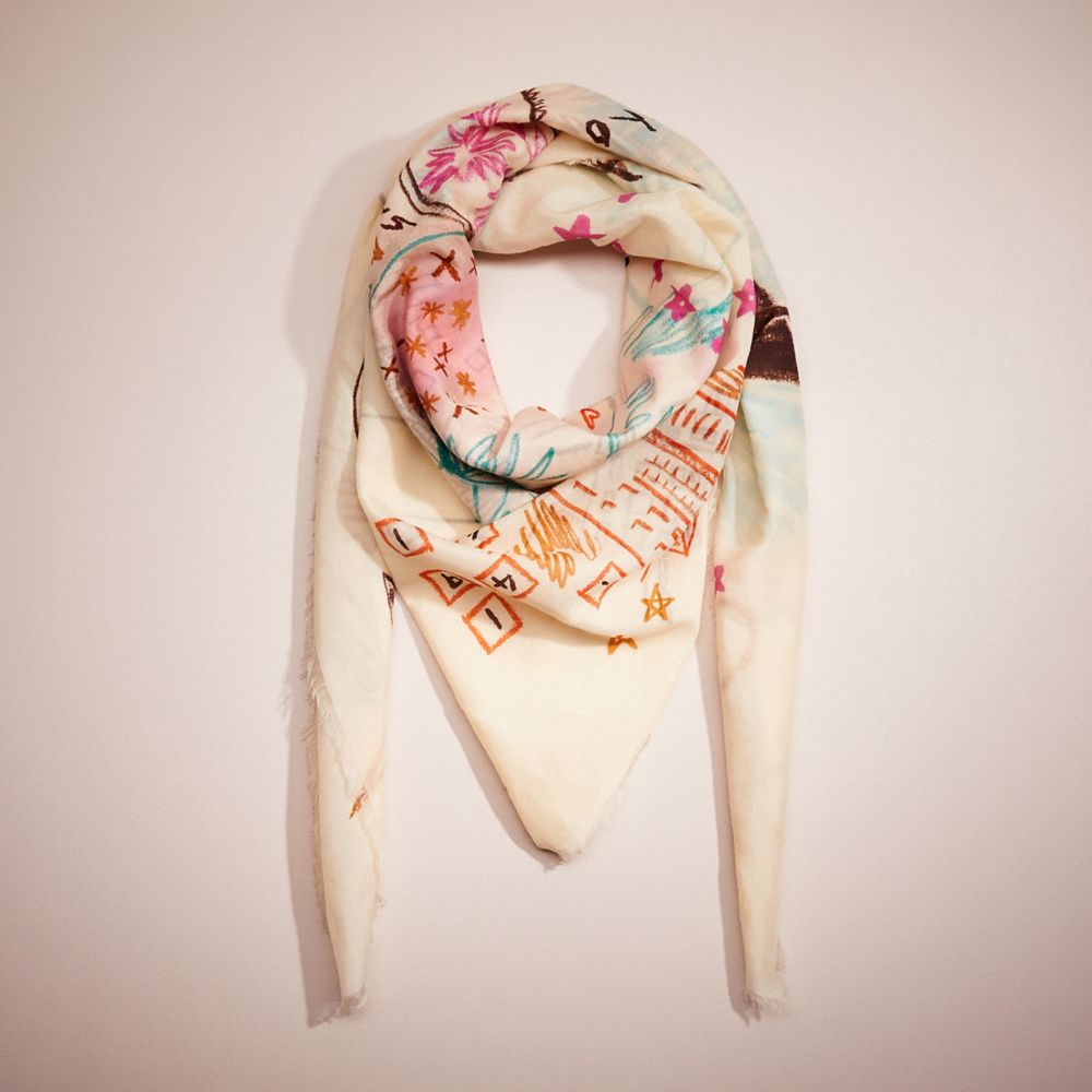 COACH® | Restored Embroidered Dream Doodle Print Oversized Square Scarf