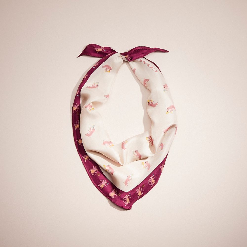 COACH® | Restored Party Pig Print Silk Diamond Scarf