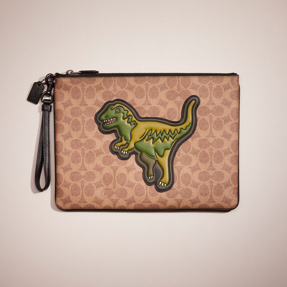 COACH® | Restored Pouch 30 In Signature Canvas With Rexy