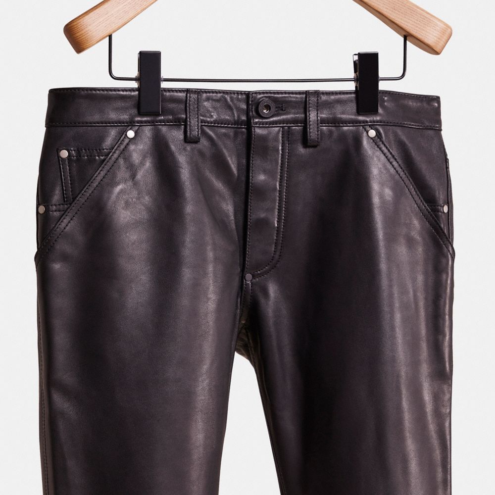 Coach Restored Leather Jeans In Black | ModeSens