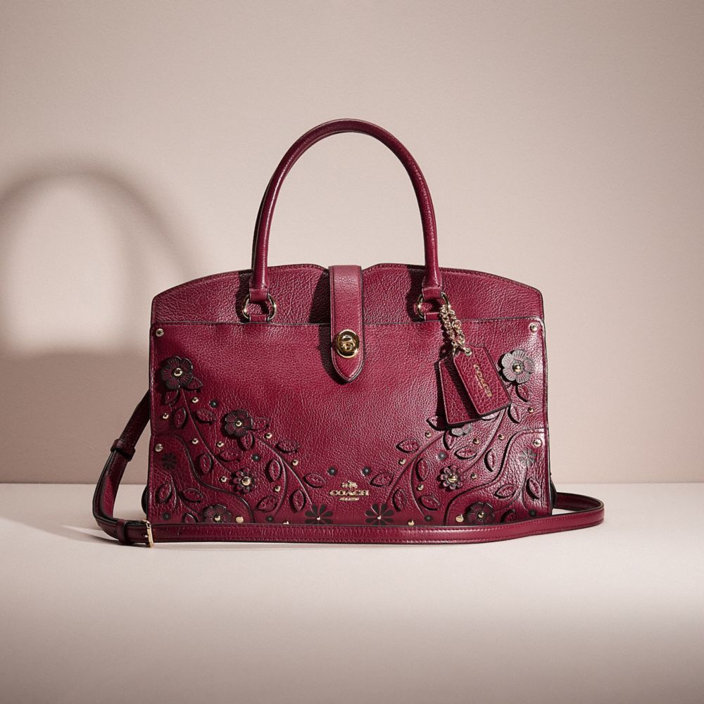 Coach Restored Mercer Satchel 30 With Tea Rose In Light Gold/burgundy ...