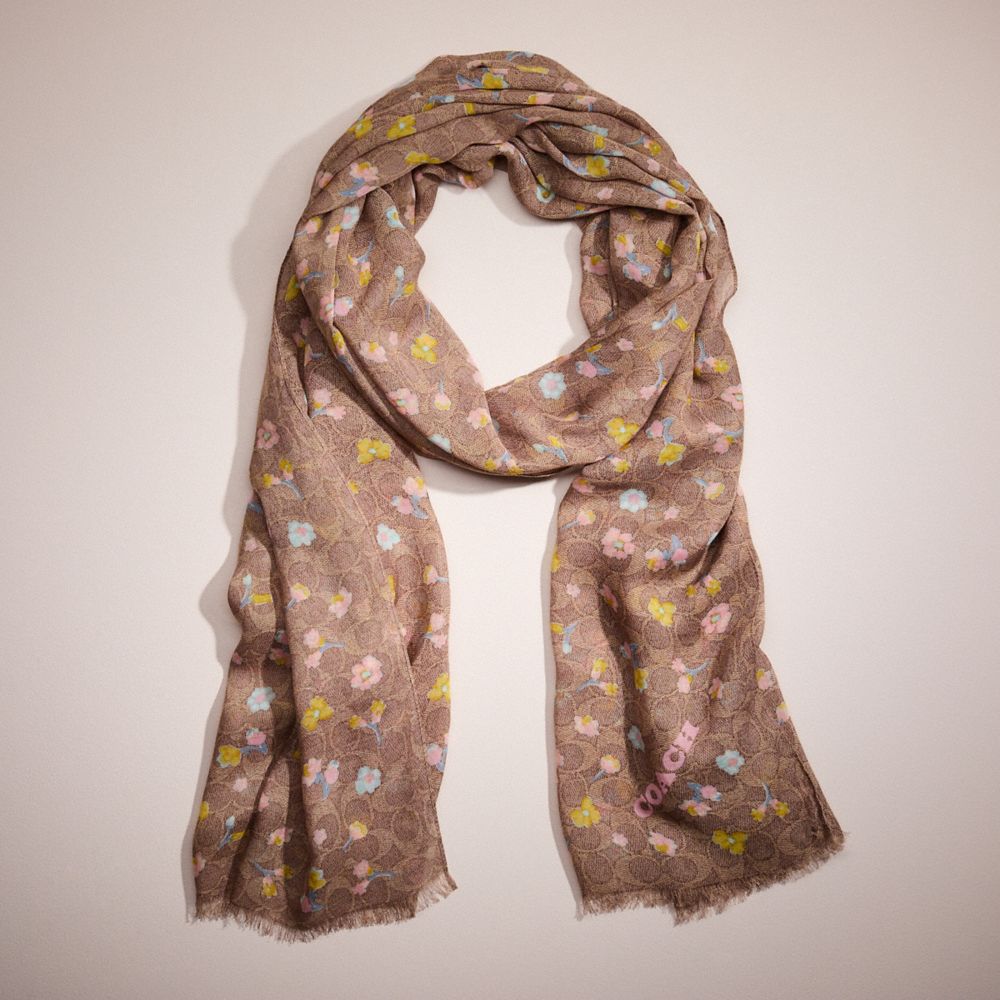 COACH® | Restored Watercolor Floral Print Signature Oblong Scarf