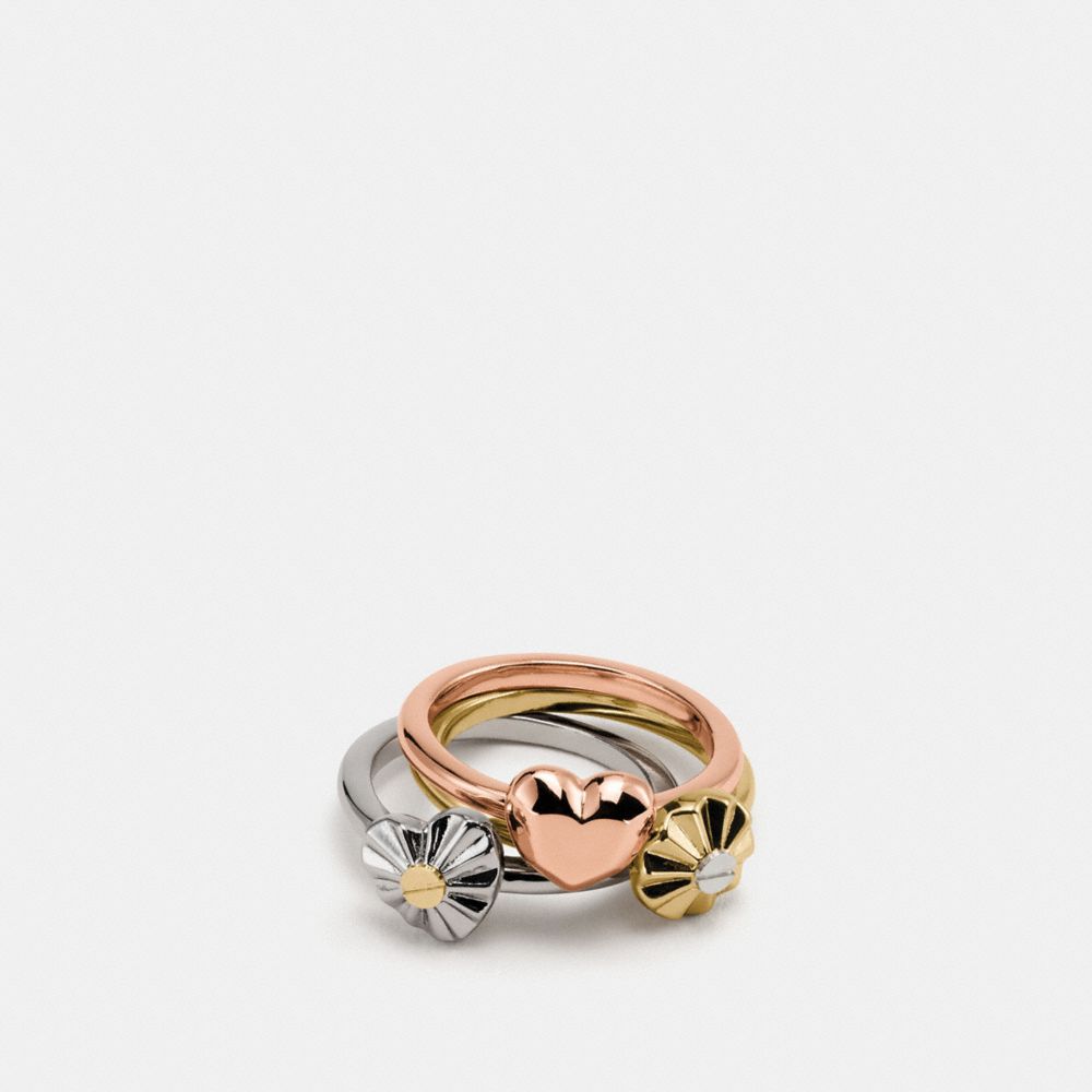 COACH® Outlet | COACH® Outlet | Daisy Rivet Heart Locket Ring Set