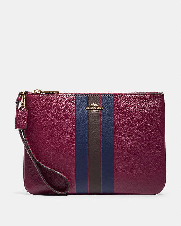 COACH® Outlet | Jes Gallery Pouch With Varsity Stripe COACH® Outlet | Jes Gallery Pouch With Varsity Stripe
